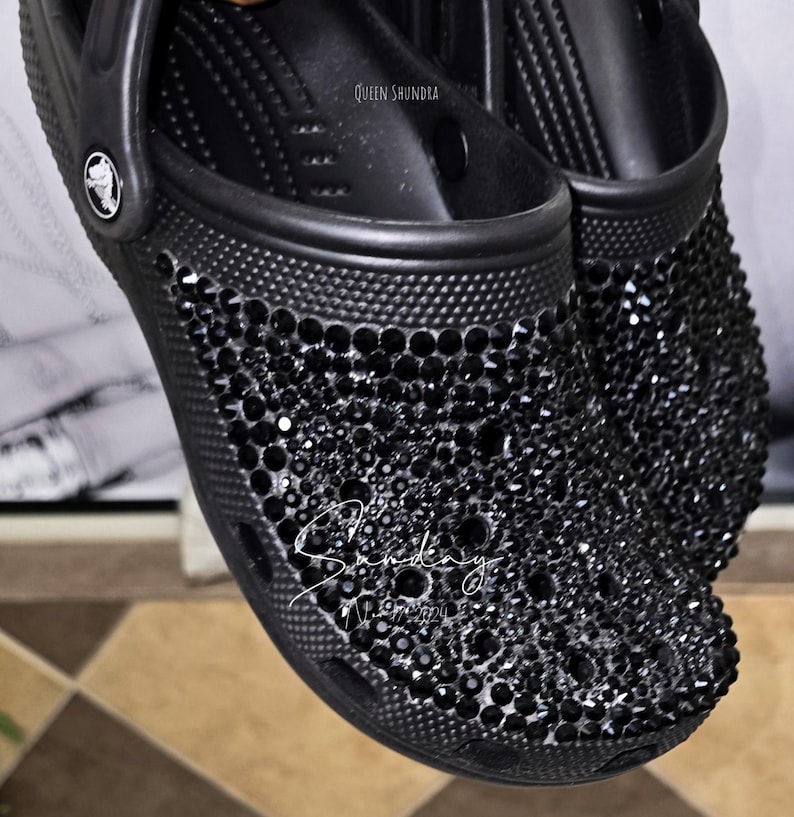 Black Bling Crocs- Size 8 (send Message If Another Size is Needed) - Etsy