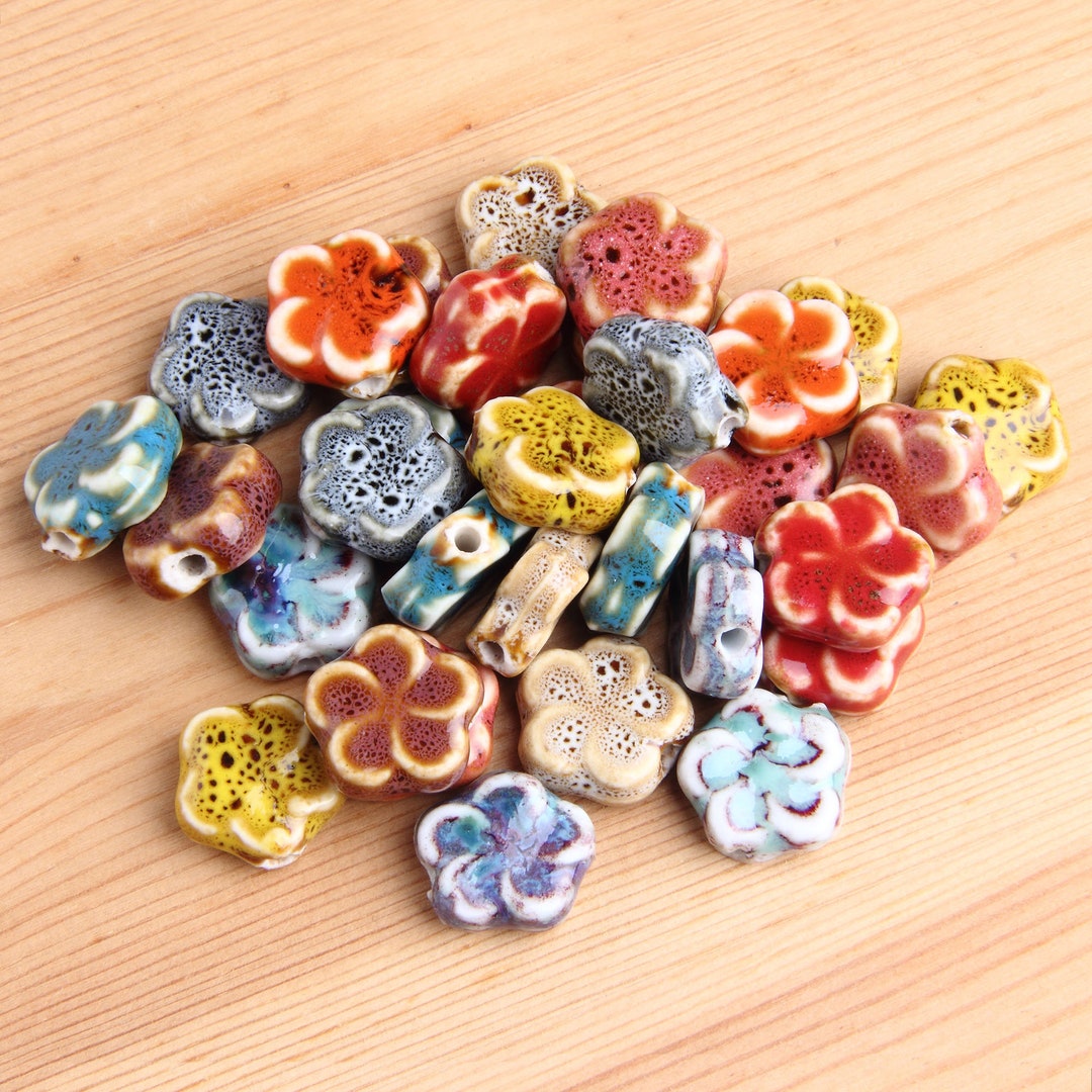 18 Pcs/per Strand,ceramic Beads,glazed Ceramic Beads,pottery Beads ...