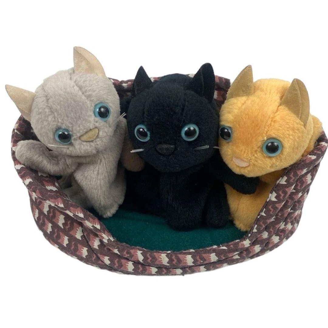 Folktails Folkmanis Inc. Vintage Cat in Basket Finger Puppets Toy - Etsy