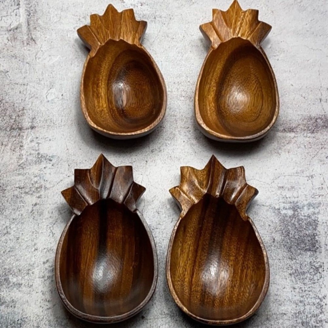 Monkey Pod Wooden Pineapple Bowl Set - Etsy