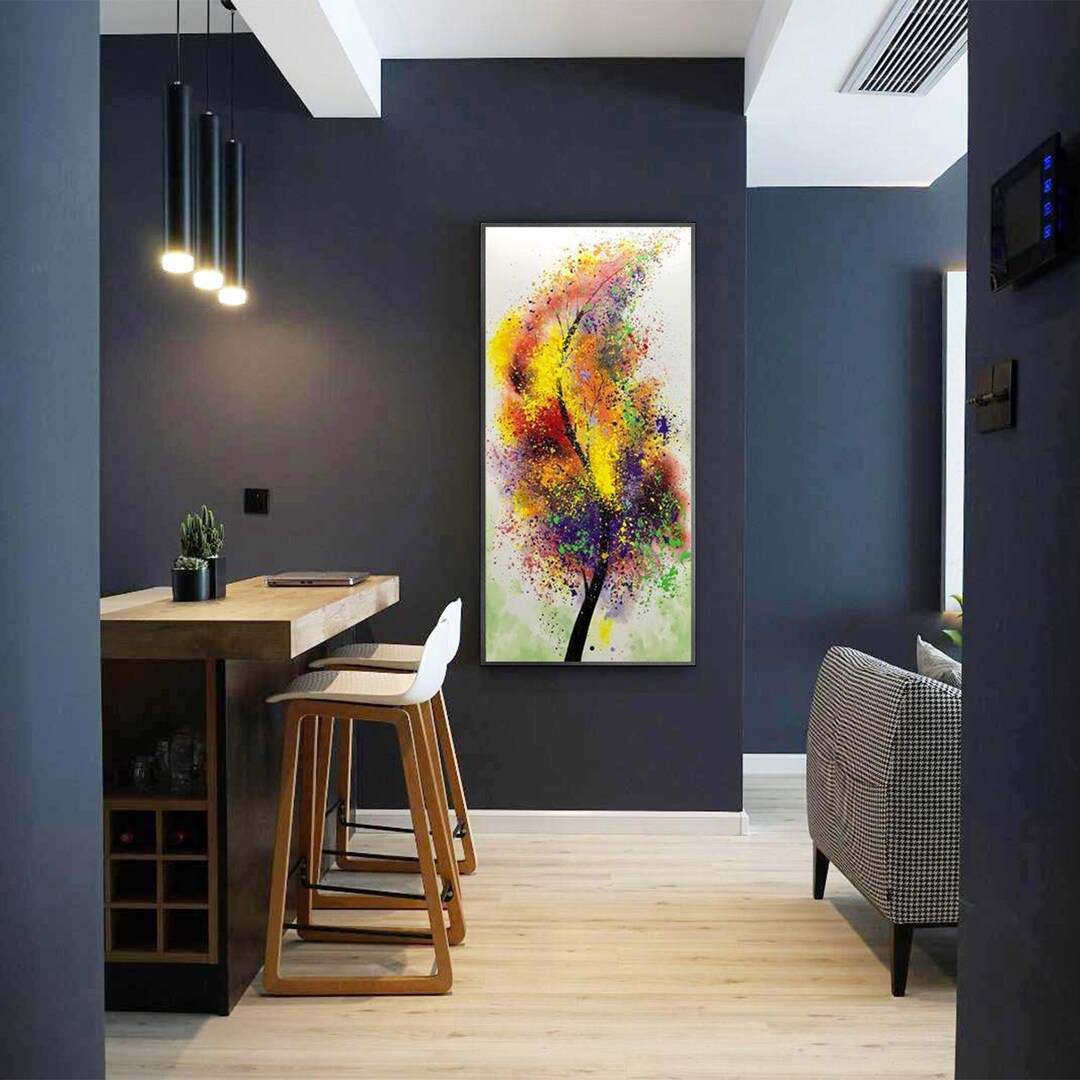 100% Hand Painted Tree of Life Wall Art Colorful Canvas Painting ...