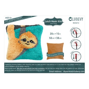 Sloth Latch Hook Kits DIY Throw Pillow Cover Crochet Crafts for ...