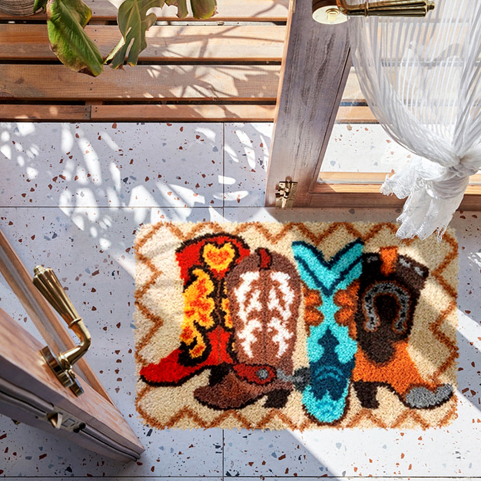 Latch Hook Rug Kits Embroidery DIY Boots Pattern Crochet - Etsy