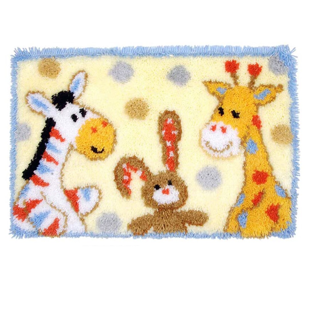 Latch Hook Rug Kits Embroidery DIY Giraffe and Rabbit Pattern Crochet ...