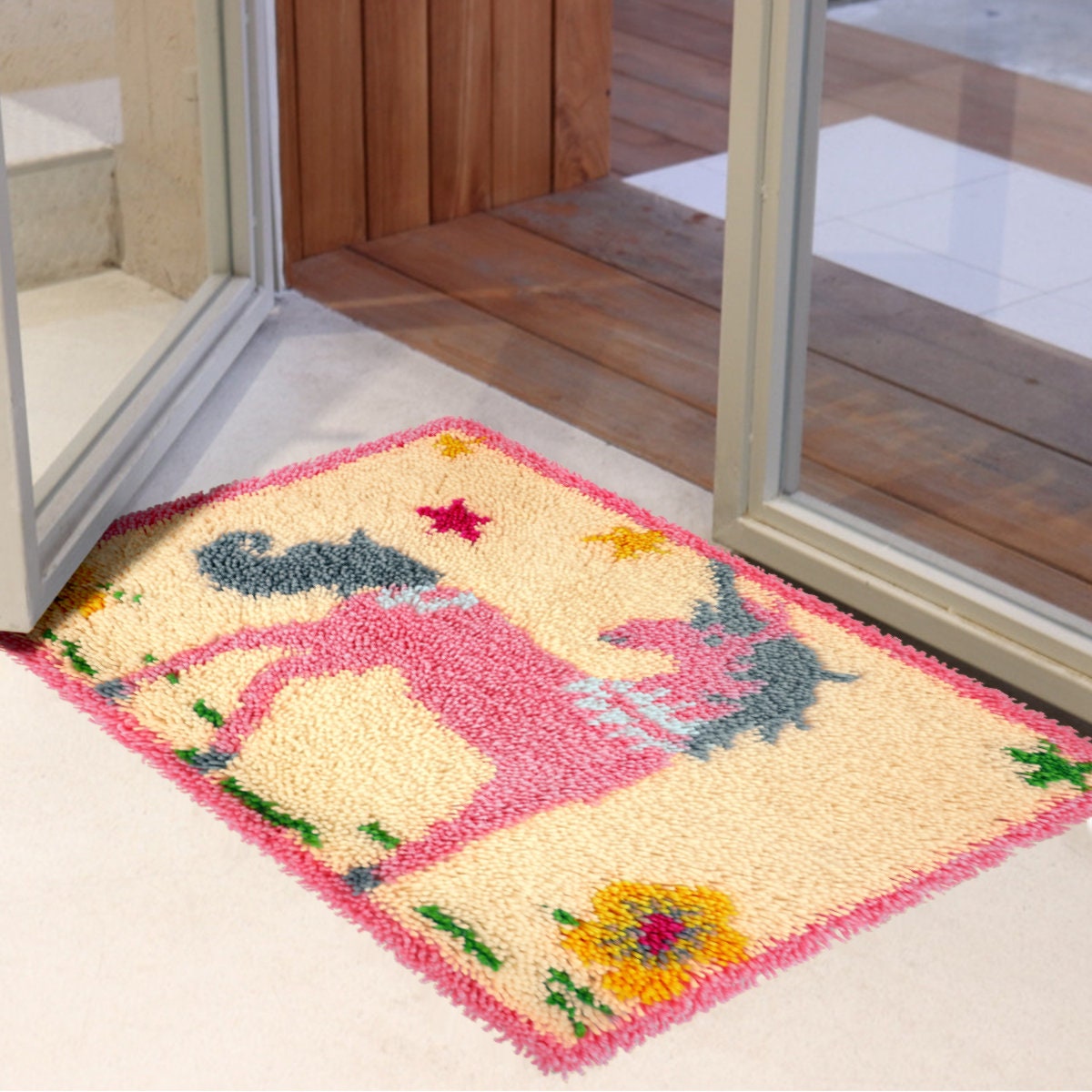 Cute Unicorn Tapestry Kits Latch Hook Rug Kits Carpet Embroidery Rug ...