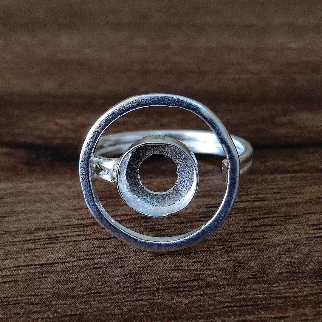 Designer Bezel Cup Round Open Blank Ring, 925 Sterling Silver Ring ...