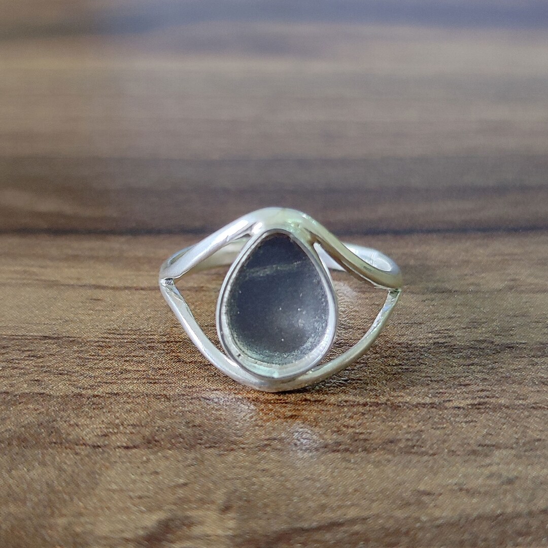 Sterling Silver Plated Pear Ring Setting: DIY Bezel Cup, 6x4 to 14x21 ...