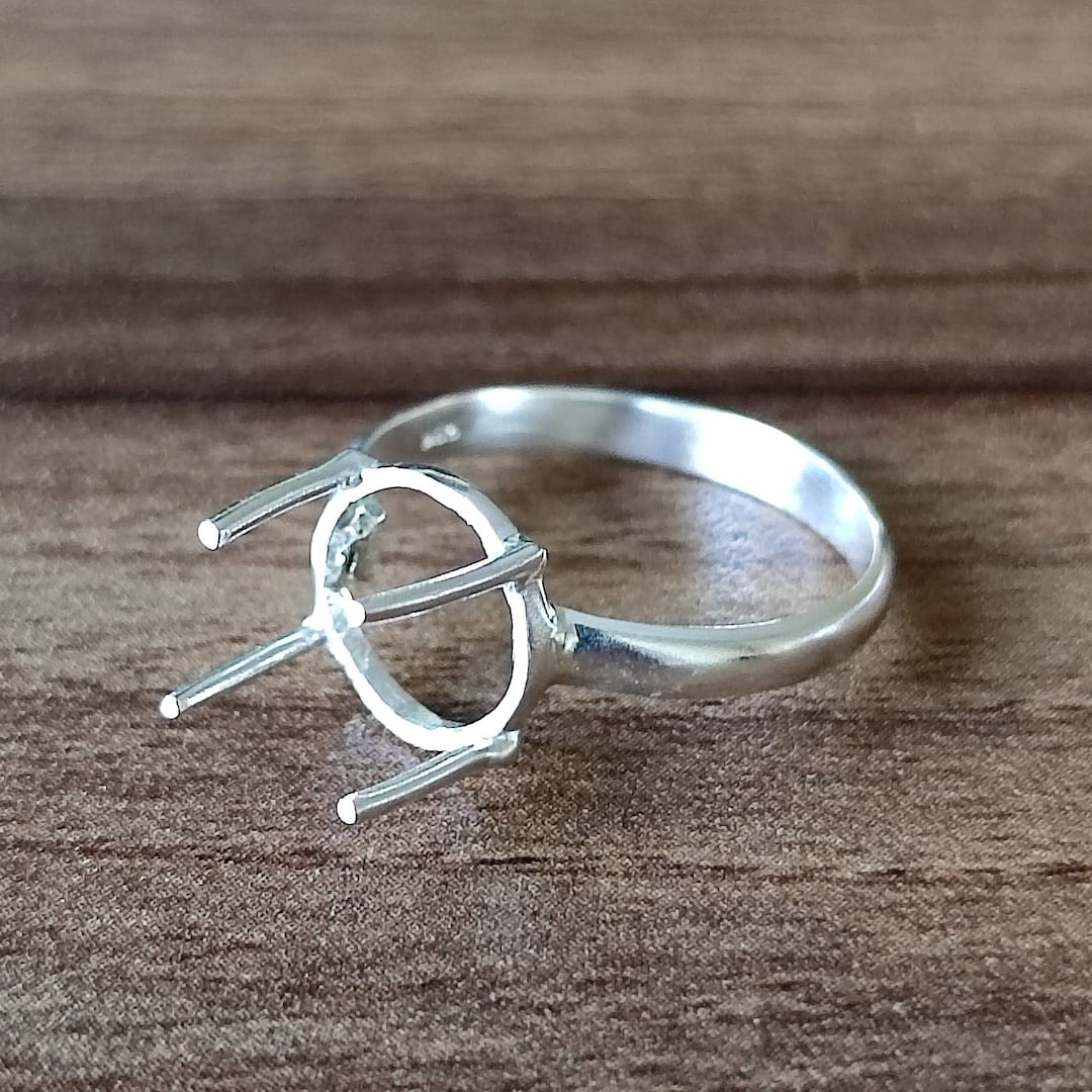 925 Sterling Silver Round Prong Ring Blank: DIY Jewelry Supplies (5-40 ...