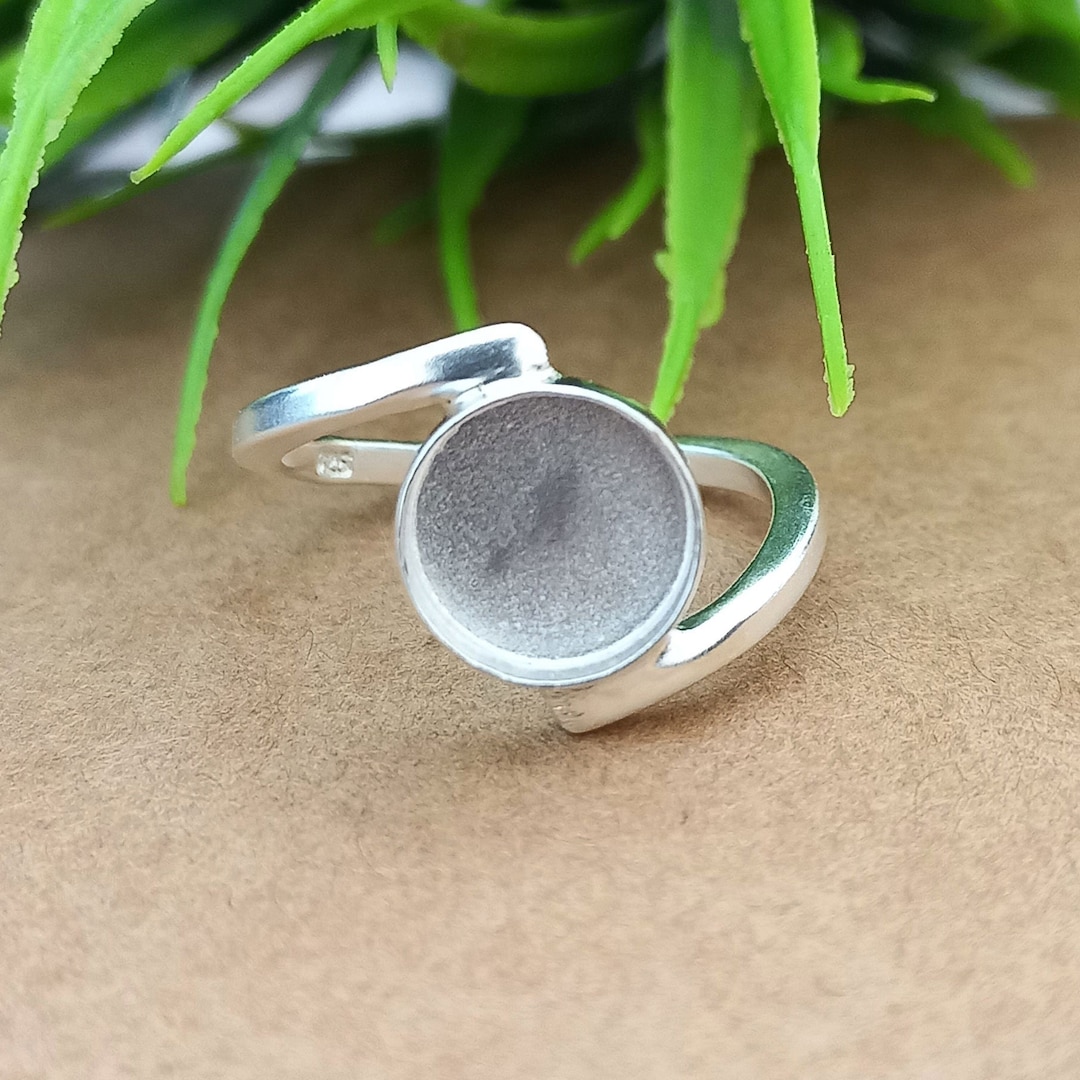 925 Sterling Silver Collet Ring: Round Bezel Cup Setting, DIY Jewelry ...