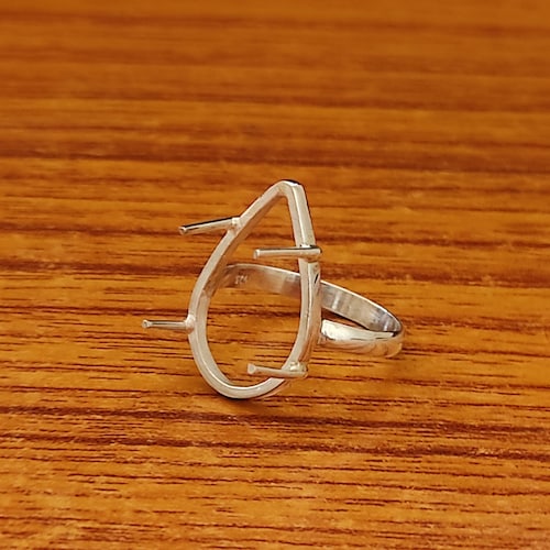 925 Sterling Silver Rectangle Shape Ring Prong Bezel Setting - Etsy