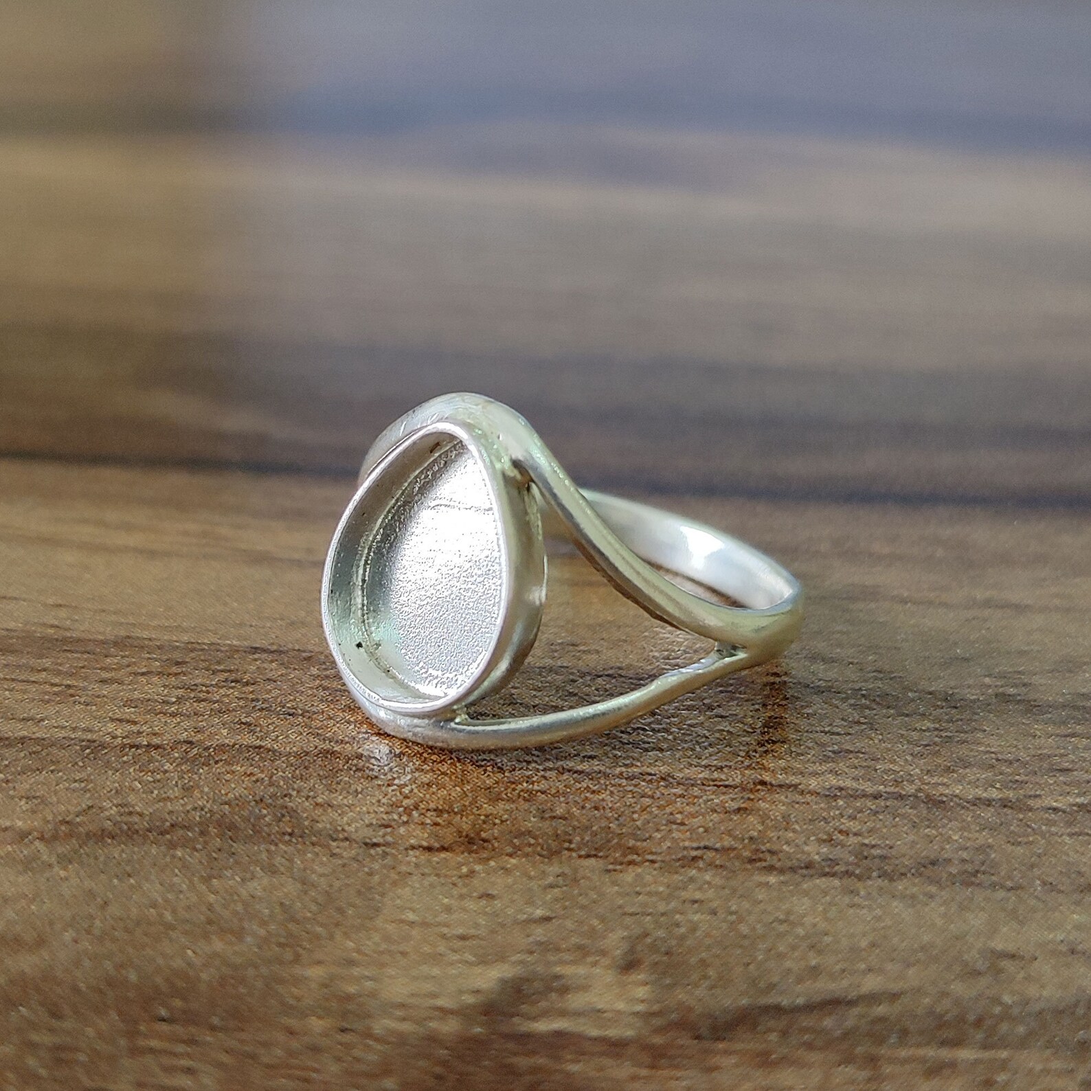 Sterling Silver Plated Pear Ring Setting: DIY Bezel Cup, 6x4 to 14x21 ...