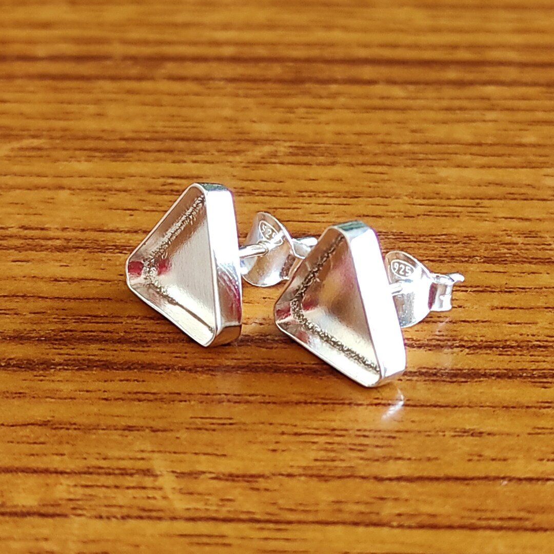 Sterling Silver Plated Trillion Stud Earring Blank: DIY Bezel Setting ...
