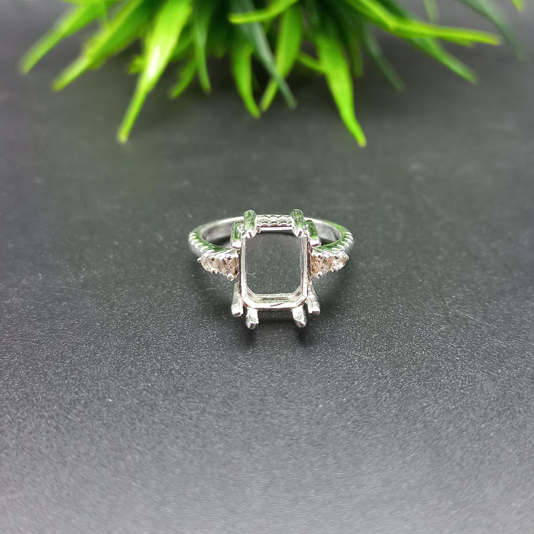 925 Sterling Silver Octagon Solitaire Ring Setting, DIY Ring Component ...