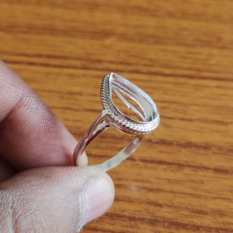 Designer Bezel Cup Open Blank Ring 925 Sterling Silver Pear | Etsy