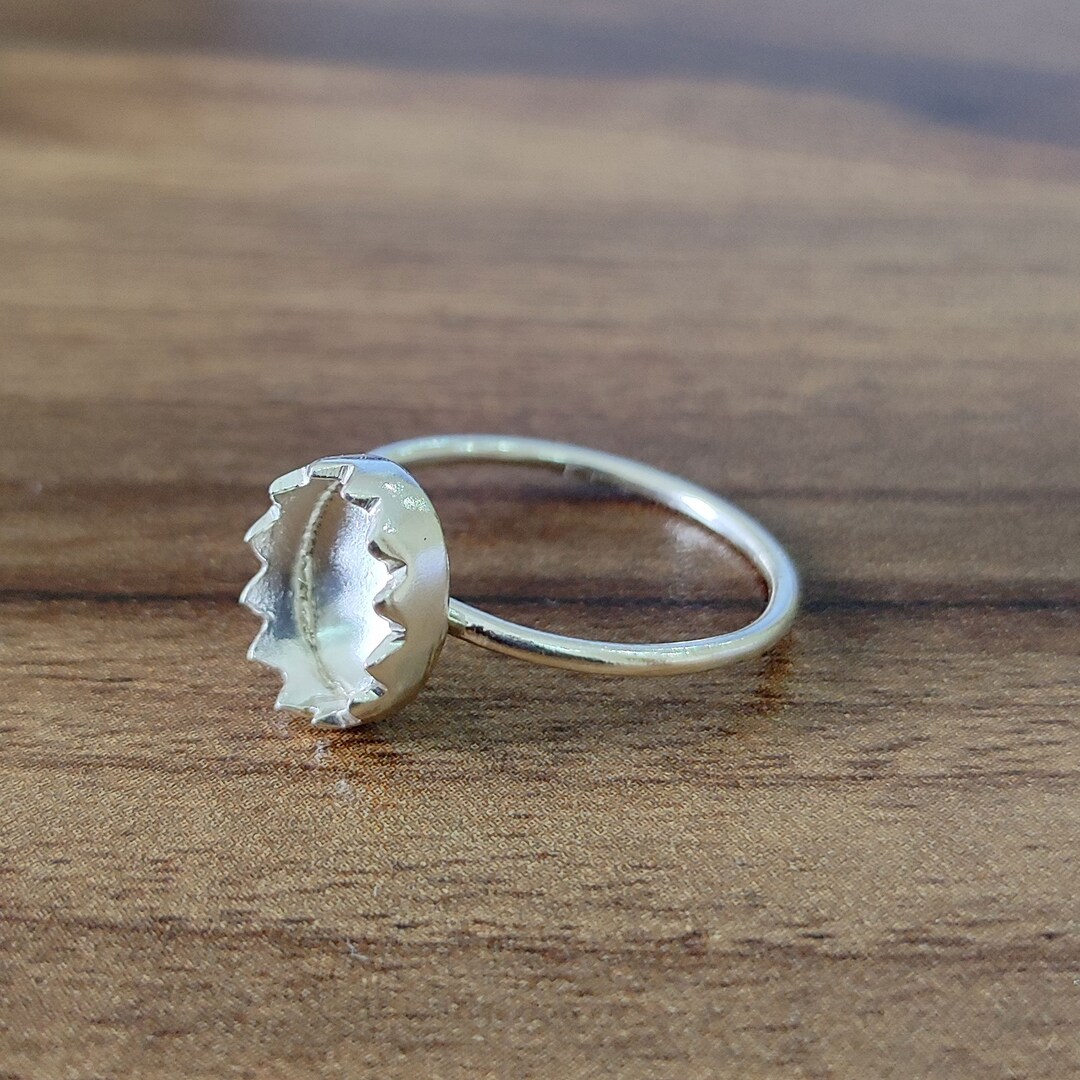 925 Sterling Silver Serrated Bezel Ring Blank: Oval DIY Jewelry ...