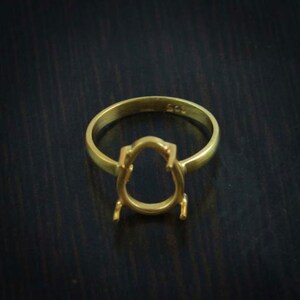 925 Sterling Silver Prong Pear Ring Gold Plated Prong Cup | Etsy