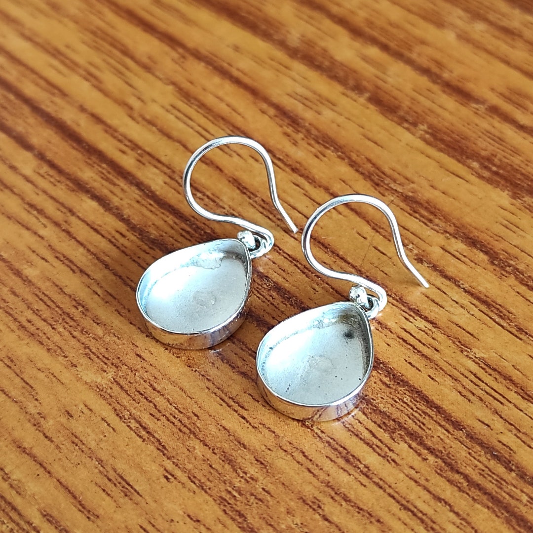 Plain Bezel Cup Close Blank Collet Pear 925 Sterling Silver Dangle ...