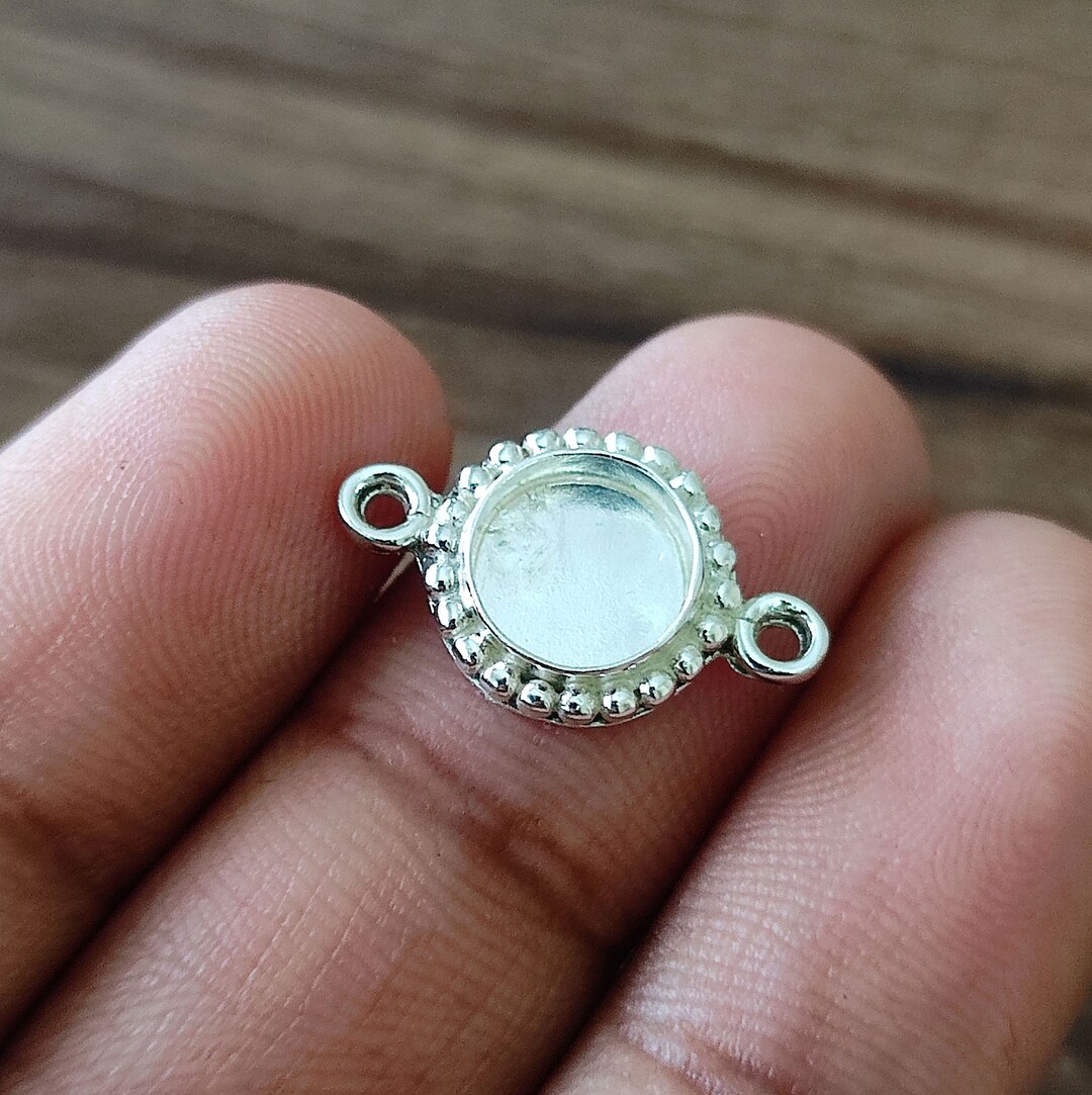 925 Sterling Silver Beaded Bezel Connector: DIY Jewelry Setting (3x3 MM ...