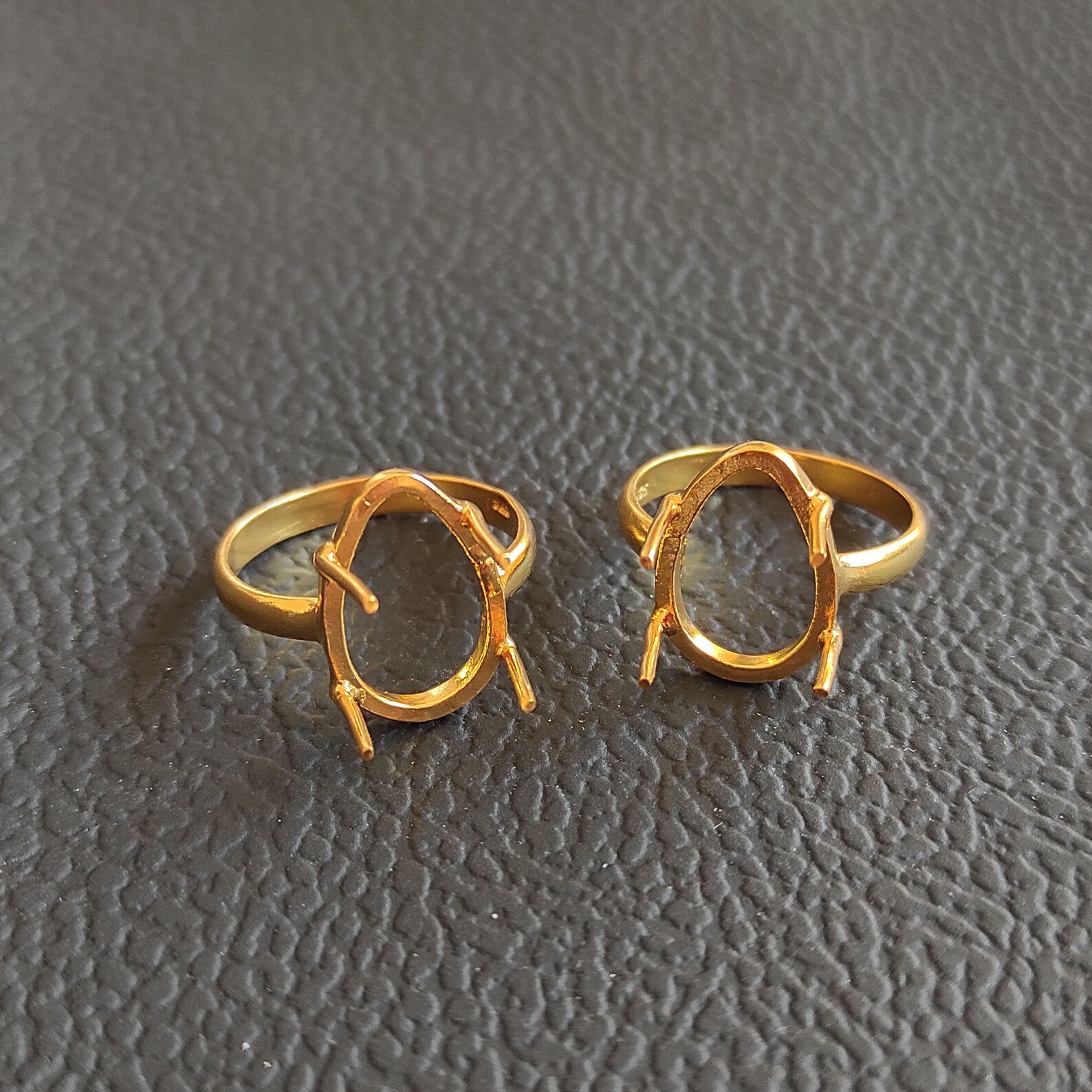 925 Sterling Silver Prong Pear Ring, Gold Plated Prong Cup Open Blank ...