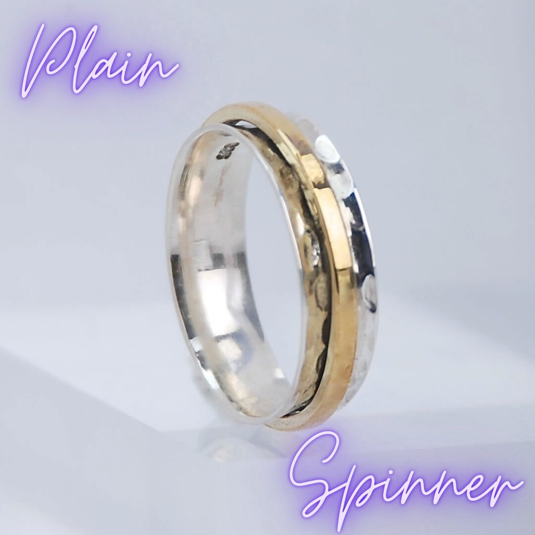 WONDERFUL HAMMERED DESIGN 925 Sterling Silver Spinner Ring/valentine ...