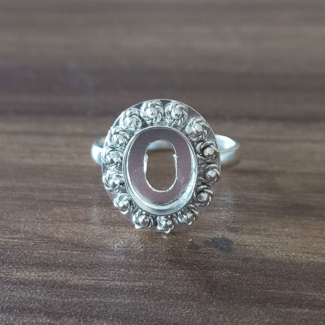 Sterling Silver Plated Oval Collet Ring Setting: DIY Jewelry Supplies ...
