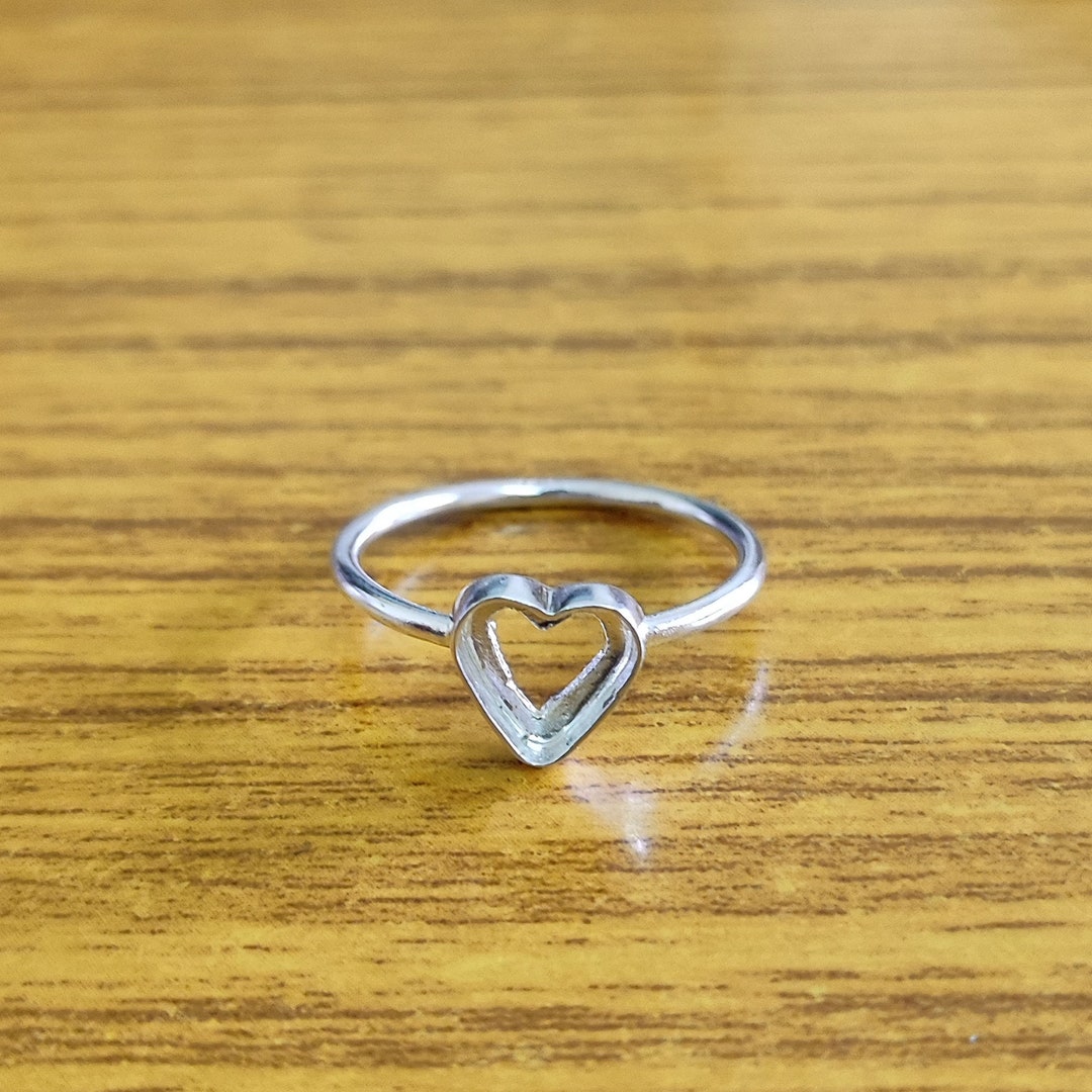 Sterling Silver Plated Heart Ring Blank: DIY Bezel Cup Setting (3x3 MM ...