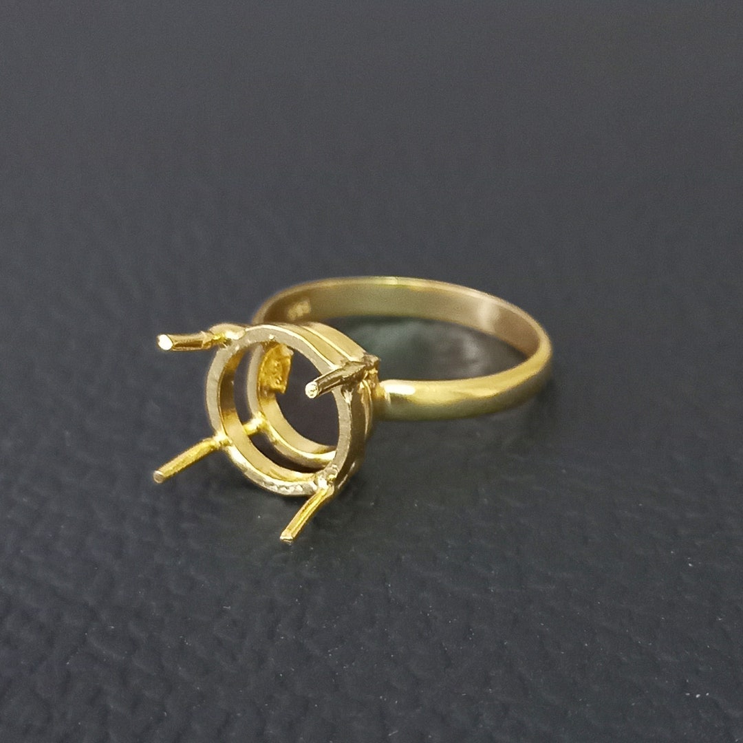 Gold Plated 925 925 Sterling Silver Collet Ring Setting: 5-40mm Blank ...