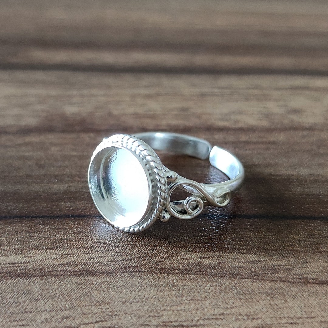 Adjustable 925 Sterling Silver Plated Bezel Ring Blank: DIY Jewelry ...