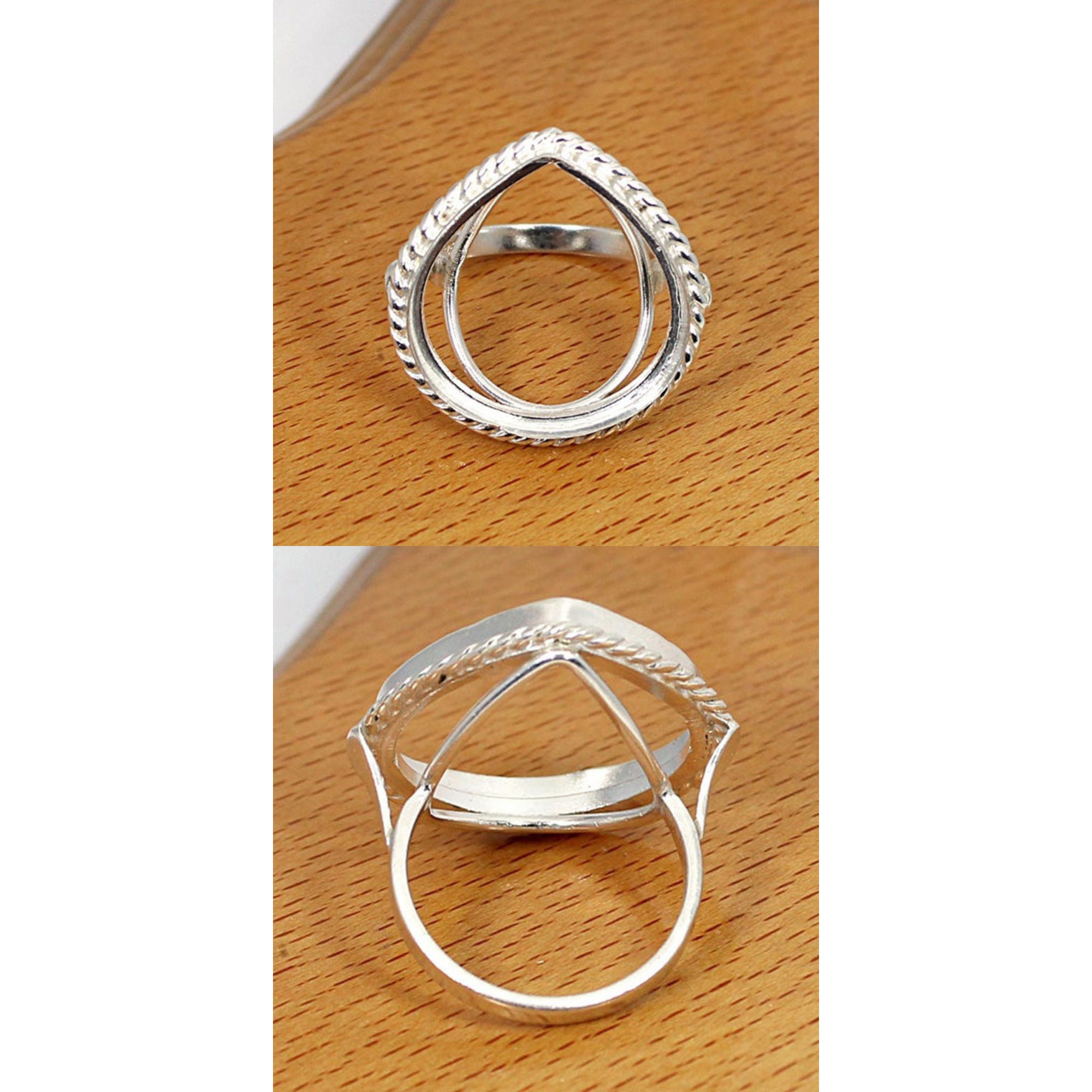 Designer Bezel Cup Open Blank Ring 925 Sterling Silver Pear | Etsy