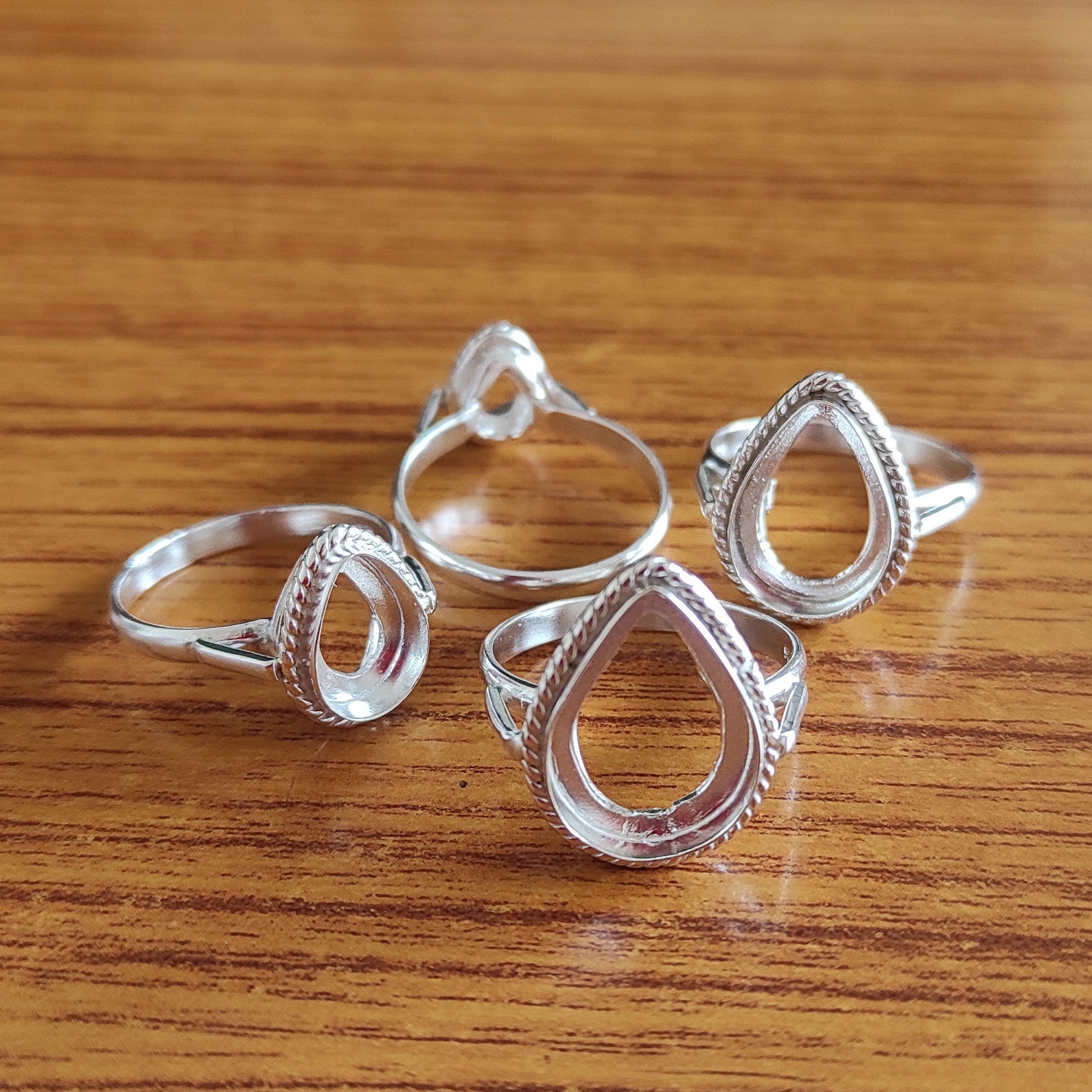 Designer Bezel Cup Open Blank Ring 925 Sterling Silver Pear | Etsy