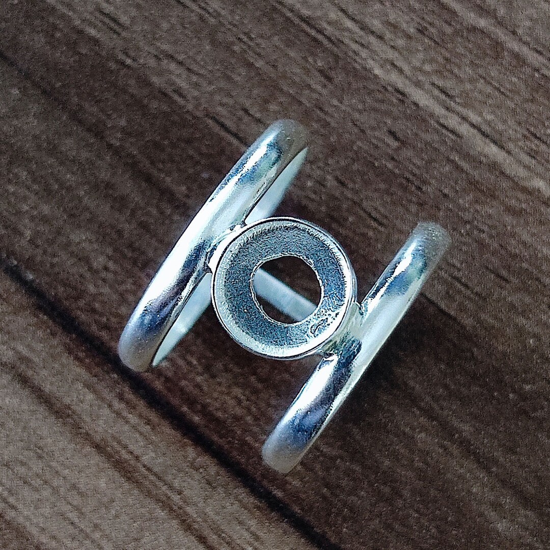 925 Sterling Silver Collet Ring, Plain Bezel Cup Round Open Blank Ring ...