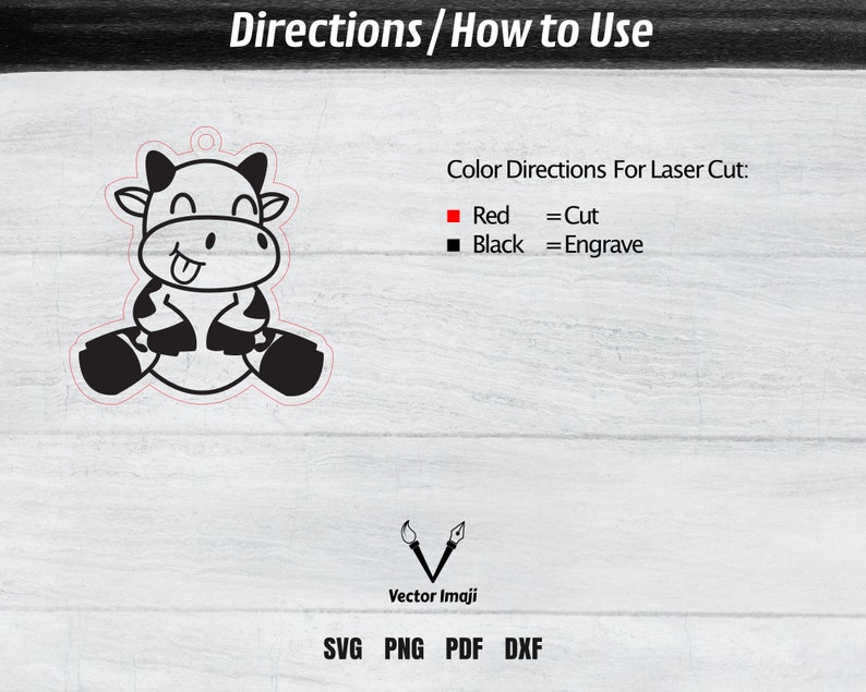Cow Keychain SVG Cow Car Charm SVG Glowforge Keychain Files - Etsy