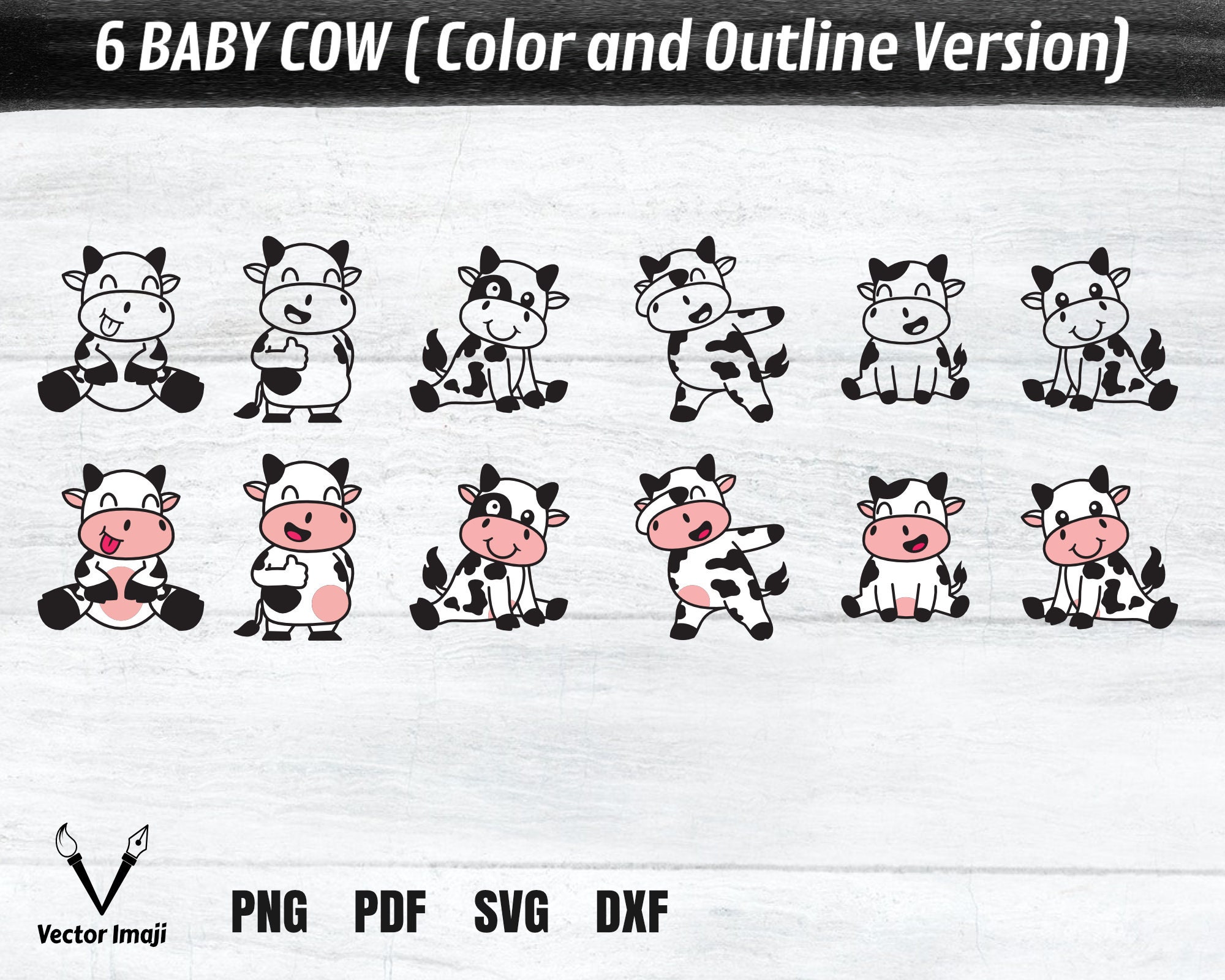 Baby Cow Clipart, Farm Birthday, Cow Icon (svg, Png, Pdf, Dxf) - Etsy ...