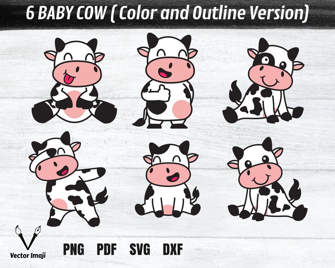 Baby Cow Clipart, Farm Birthday, Cow Icon (svg, Png, Pdf, Dxf) - Etsy