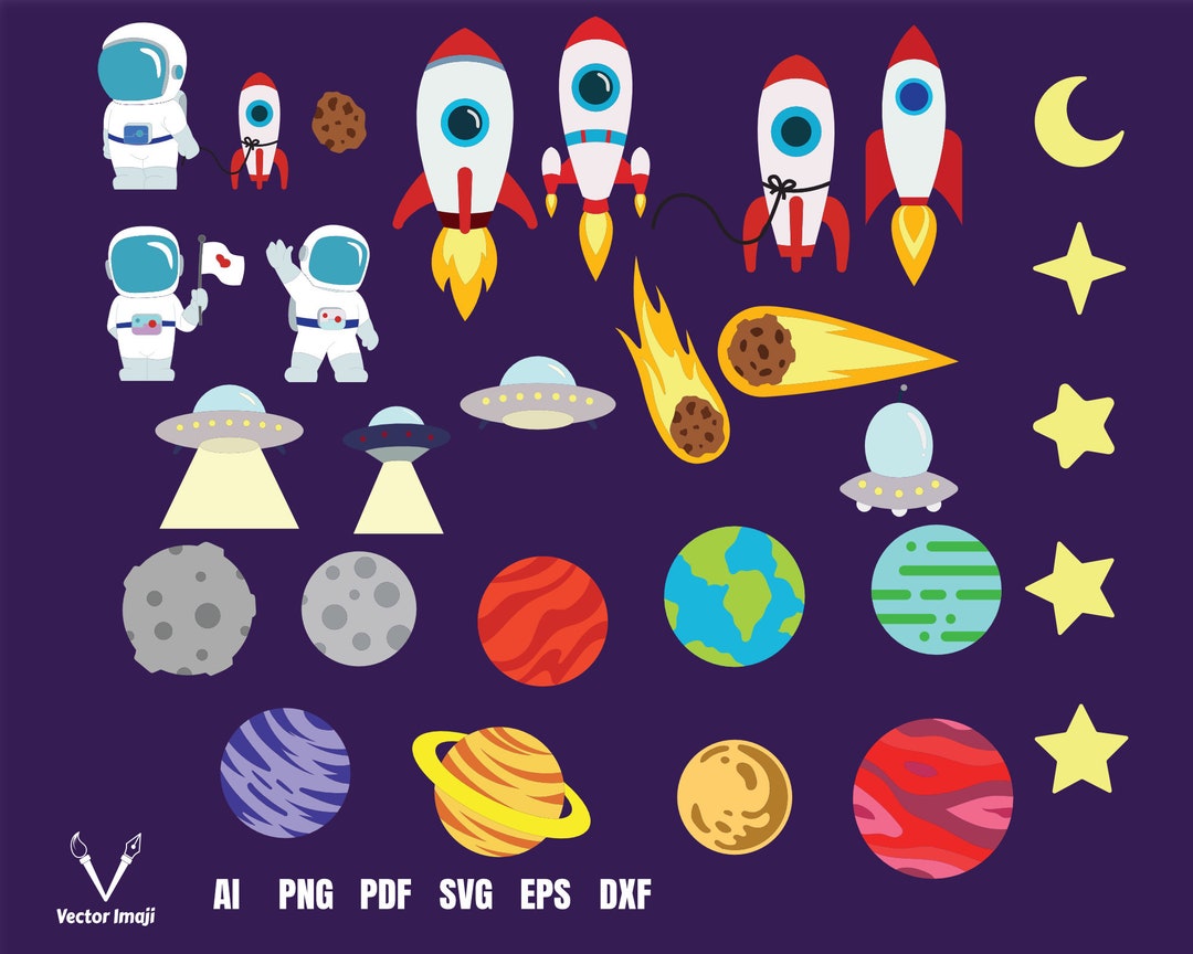 Galaxy Space SVG Bundles , Astronaut Clipart, Planets, Earth, Ufos ...