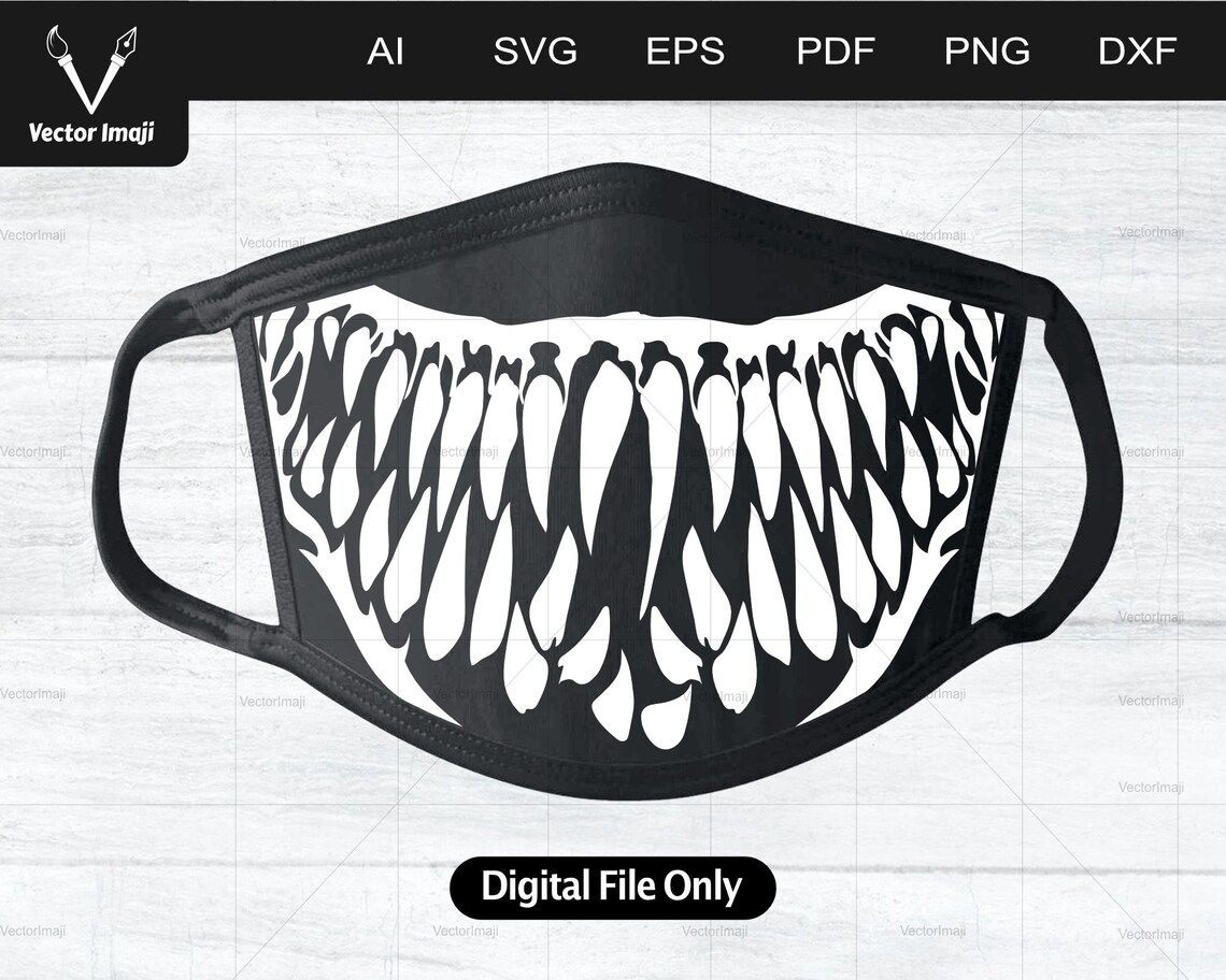 Monster Teeth Mask svg Scary Sharp Monster Teeth svg Scary | Etsy