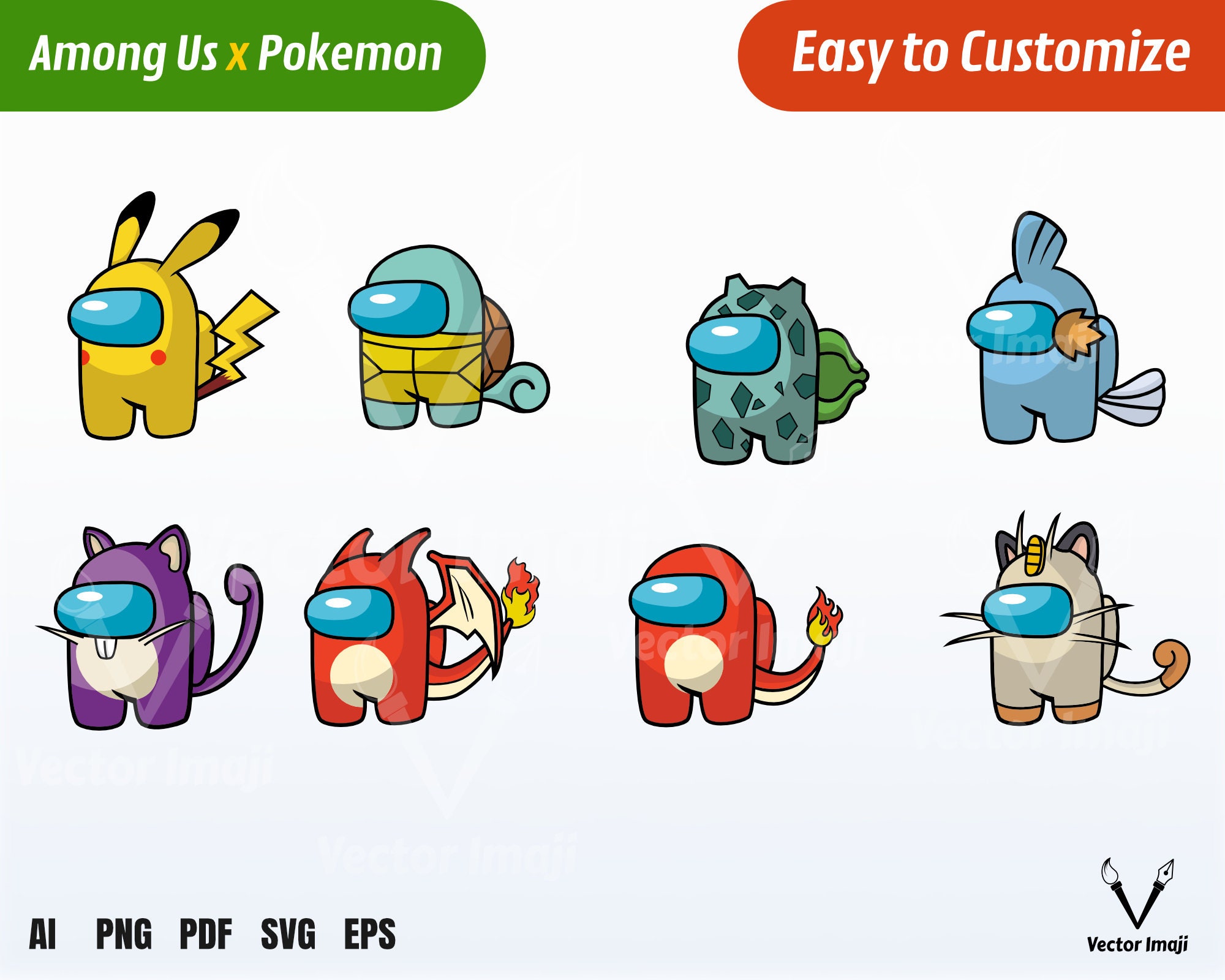 Among Us Pokemon SVG Bundle Among Us Easter svg Happy Easter | Etsy