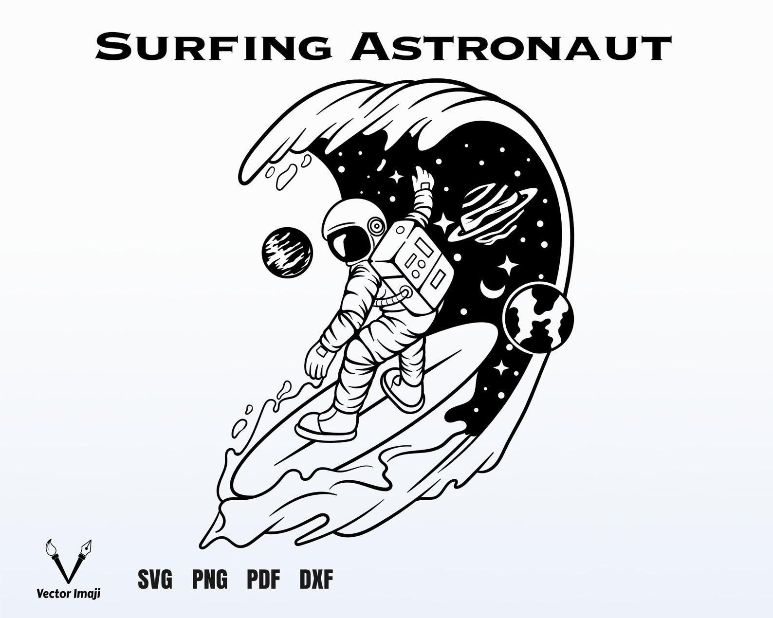 Surfing Astronaut SVG, Space Galaxy Clipart (digital Files) - Etsy