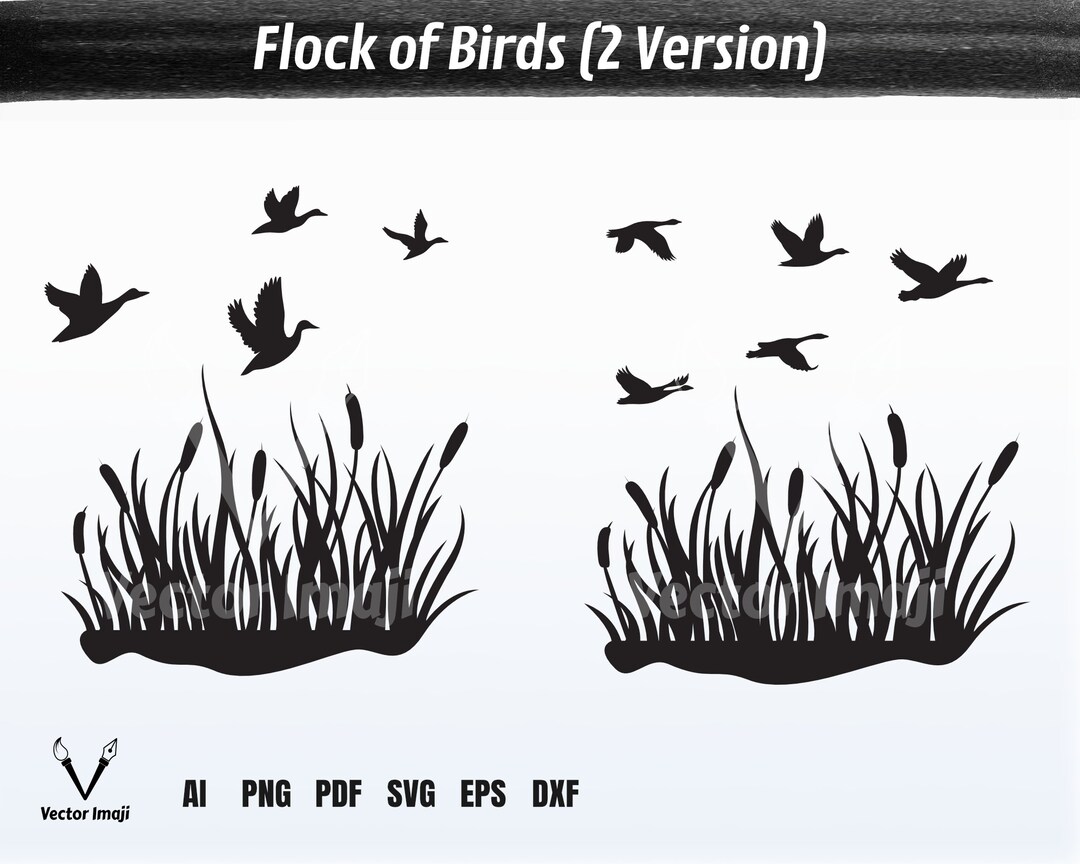 Flock of Birds Svg, Birds Svg, Silhouette of Birds Svg, Flying Ducks ...