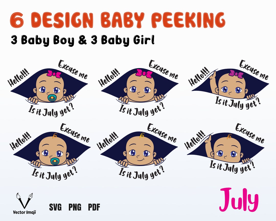 Peeking Baby July SVG, Maternity Pregnant Files (digital File) - Etsy