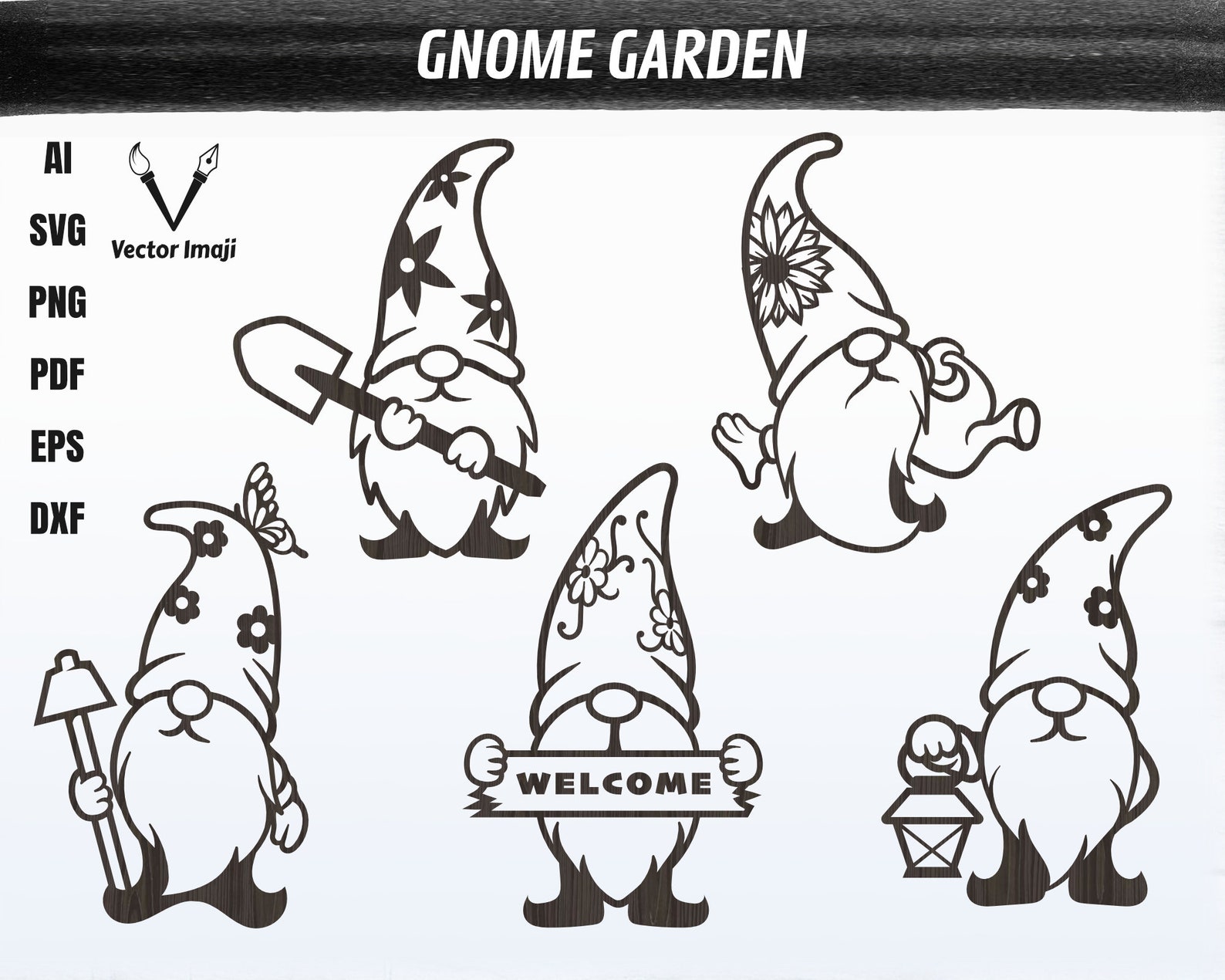 Garden Gnome SVG Flower Gnome Svg Bundles Gnomes Wall Sign - Etsy Hong Kong