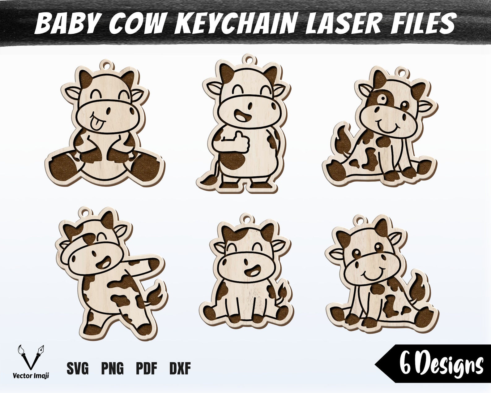 Cow Keychain SVG Cow Car Charm SVG Glowforge Keychain Files - Etsy