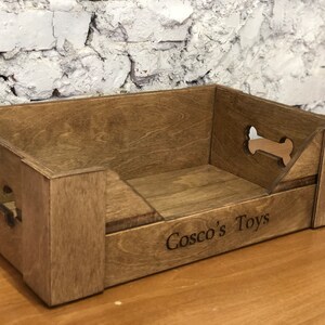 Personalized Dog Toy Crate, New Puppy Gift, Custom Toy Box, Engraved ...