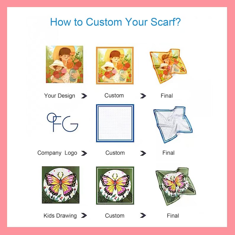Custom Both Sides Printed Scarf Custom Silk Scarf With Your Design ...