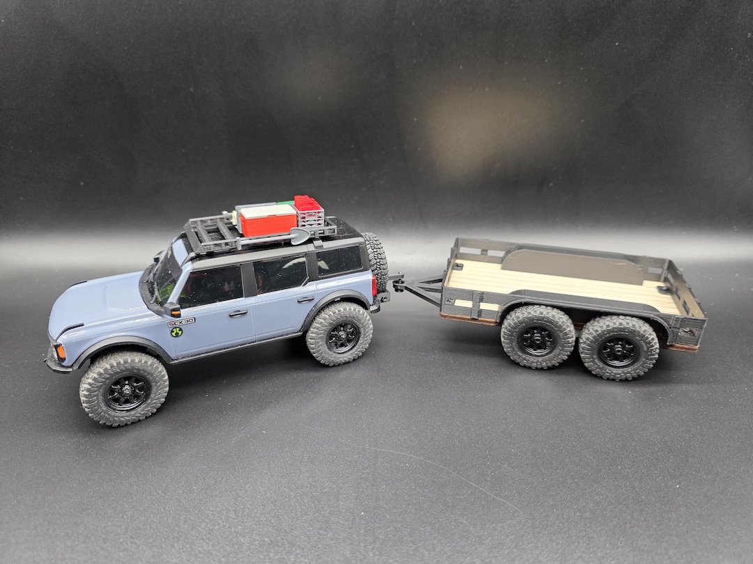 Double Axle Trailers for Axial SCX30 Bronco Jeep Red Cat 1/30 Scale ...