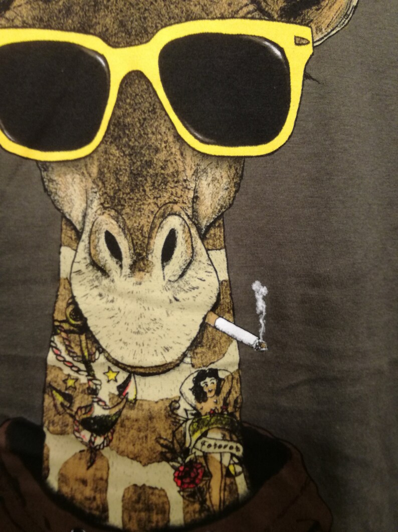 Gangster Giraffe Olive Colour Original Art Work Cotton Mens T Shirt - Etsy