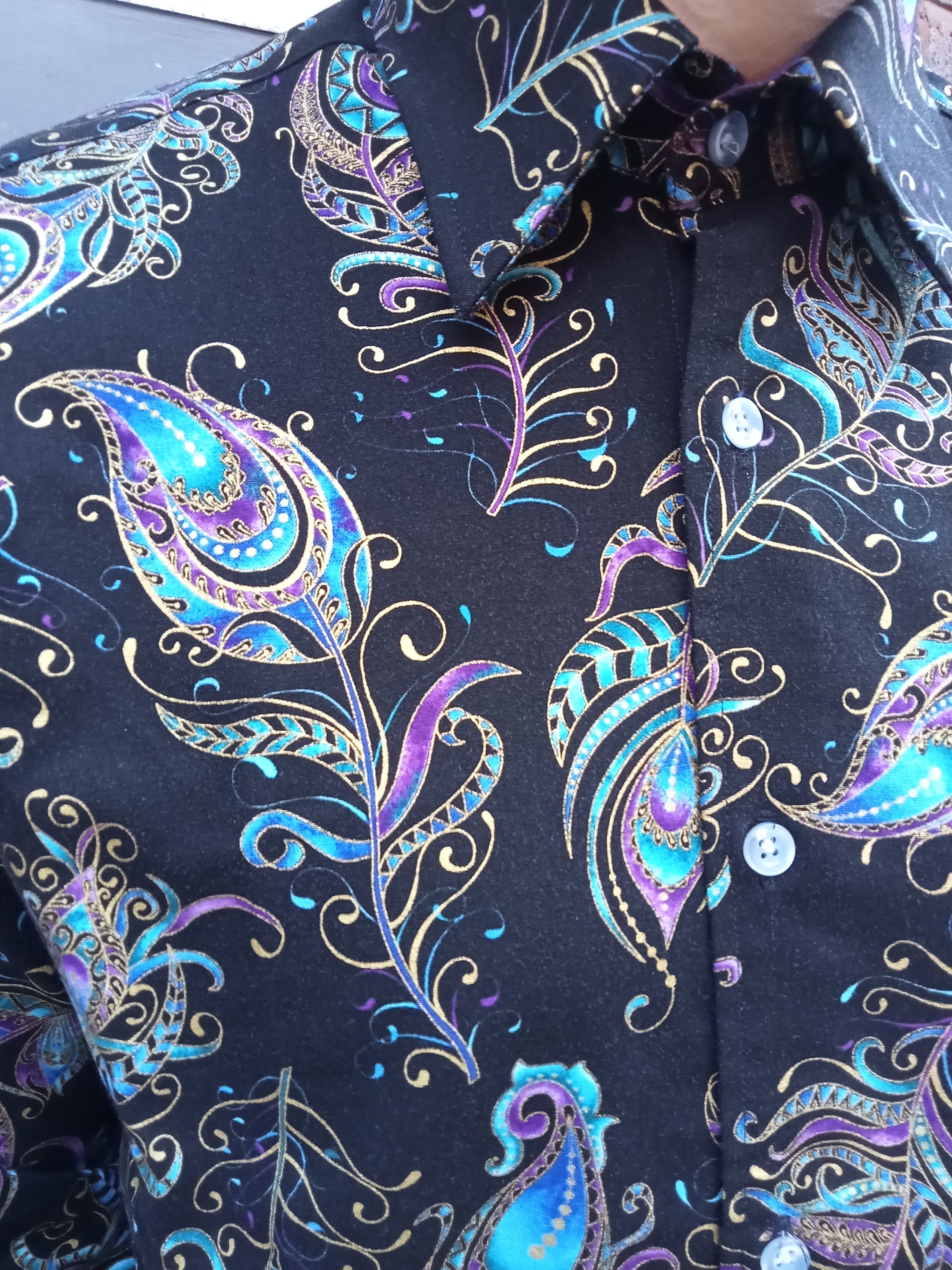Gold/purple Feathers, Slim Fit Men's Button up Shirt - Etsy
