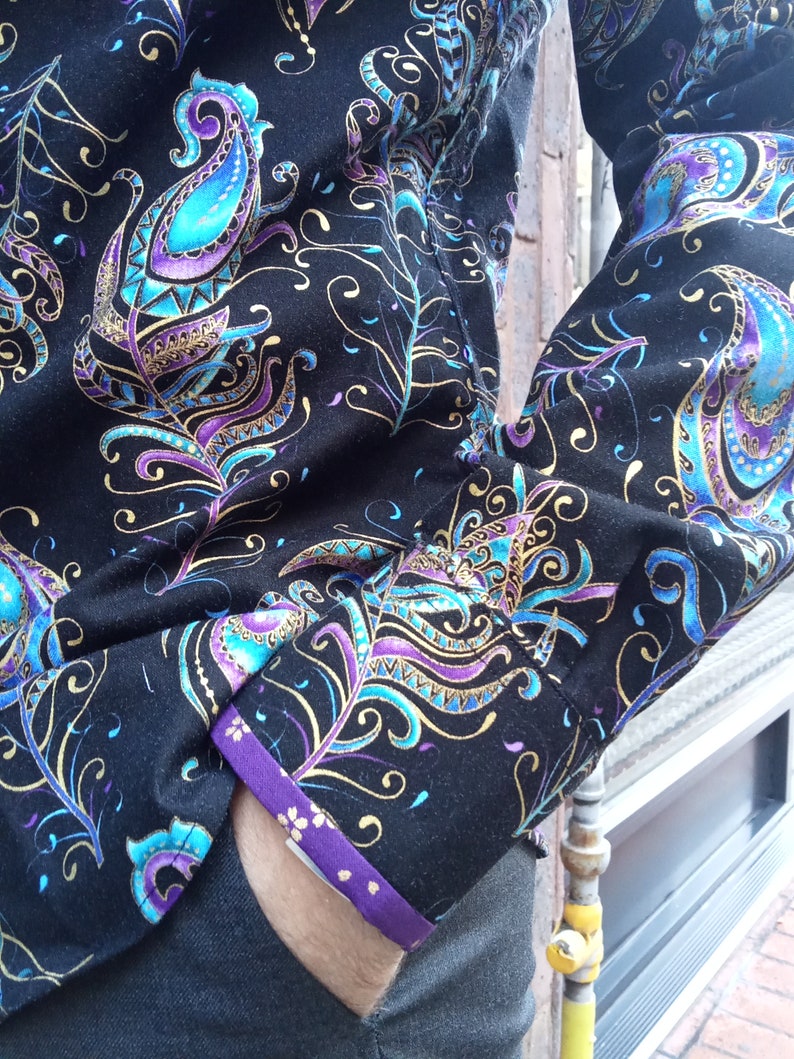 Gold/purple Feathers, Slim Fit Men's Button up Shirt - Etsy