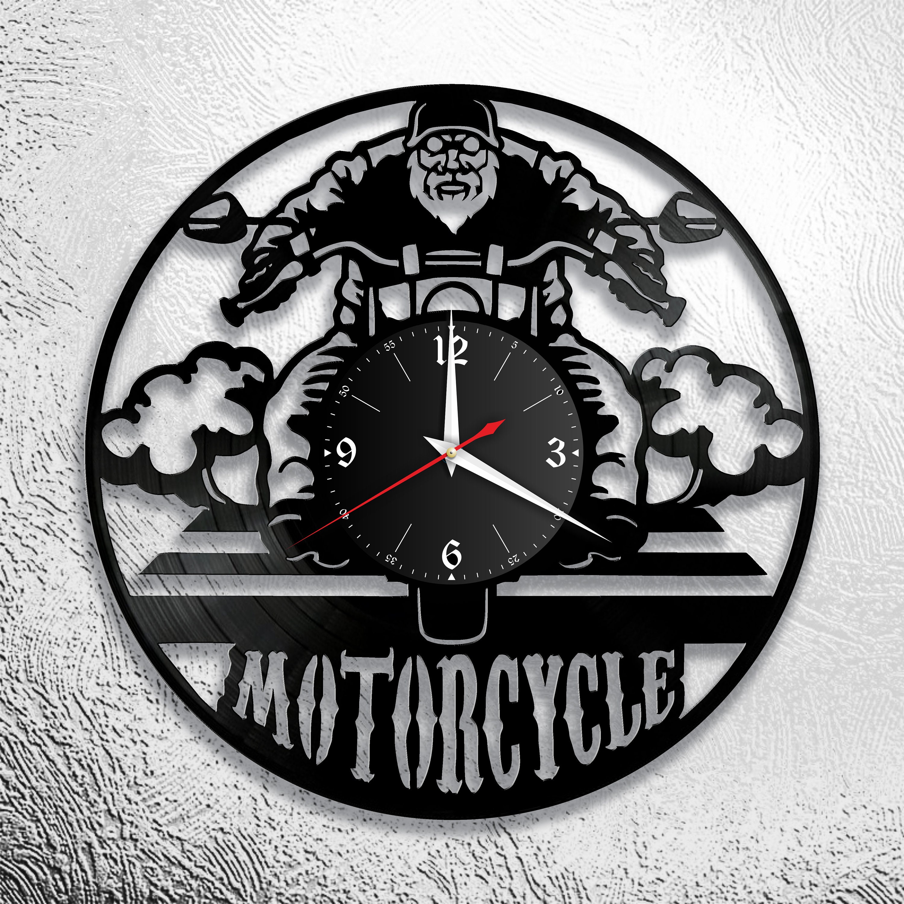 Moto _1 Svg Clock Vinil Records, Motorbike Wall Clock Template ,clock ...