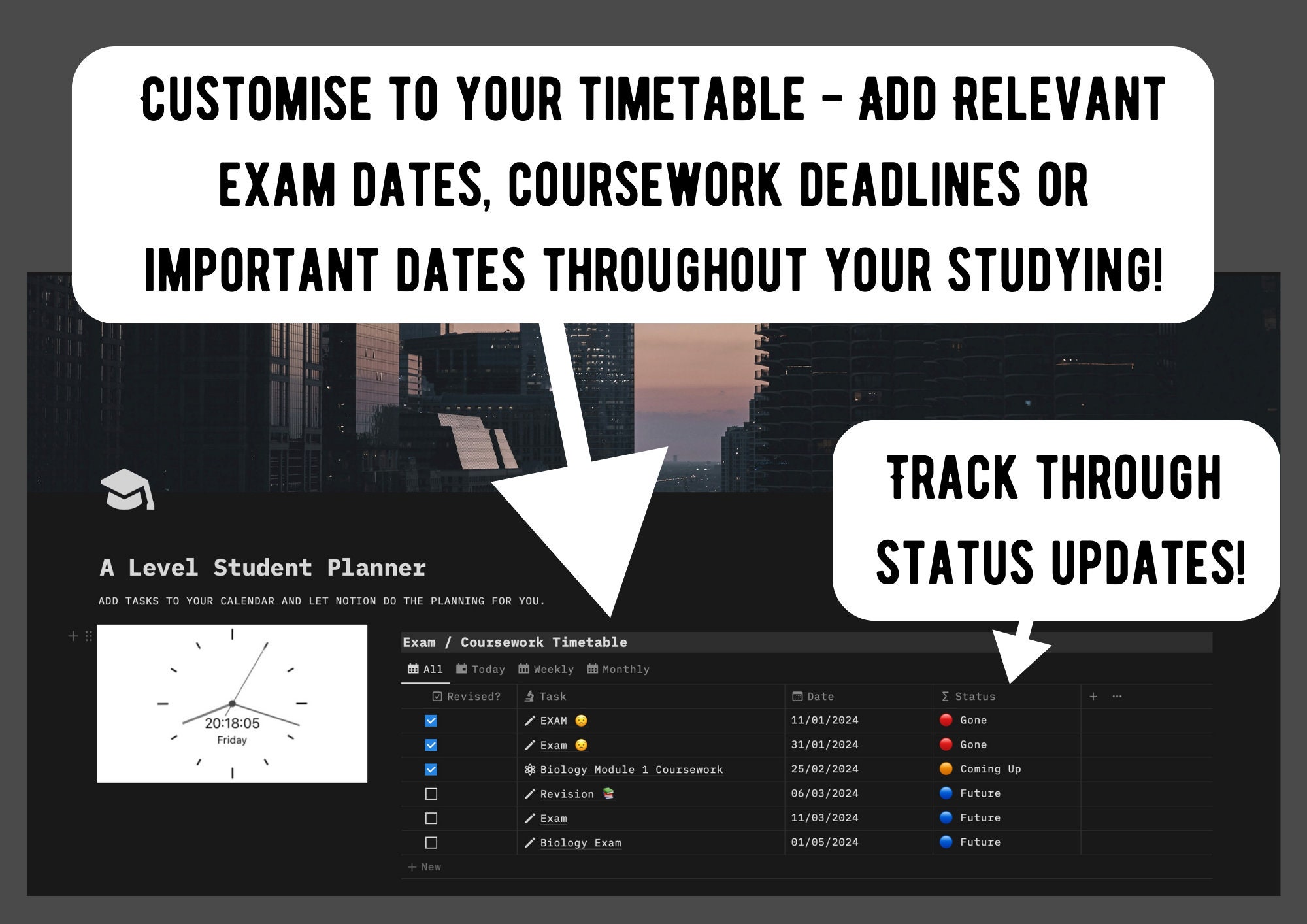 Notion A Level Planner for Sixth Form - Notion Student Revision Planner ...